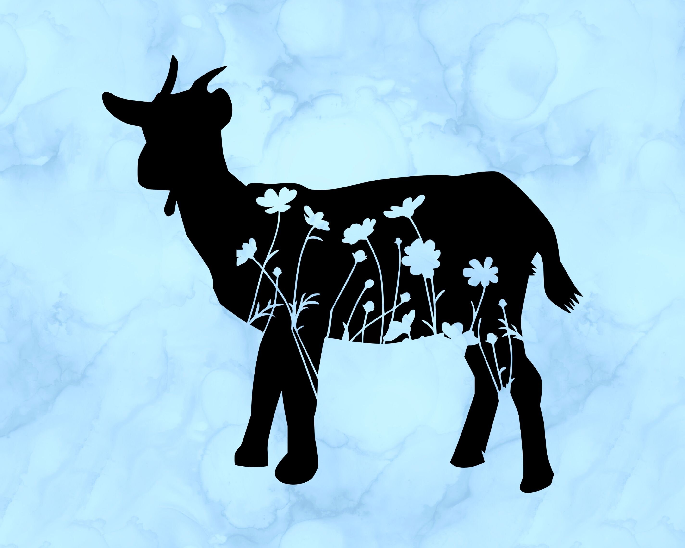 Floral Goat Decal | Etsy