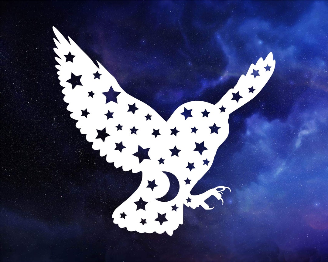 Moon and Stars Owl Decal - Etsy