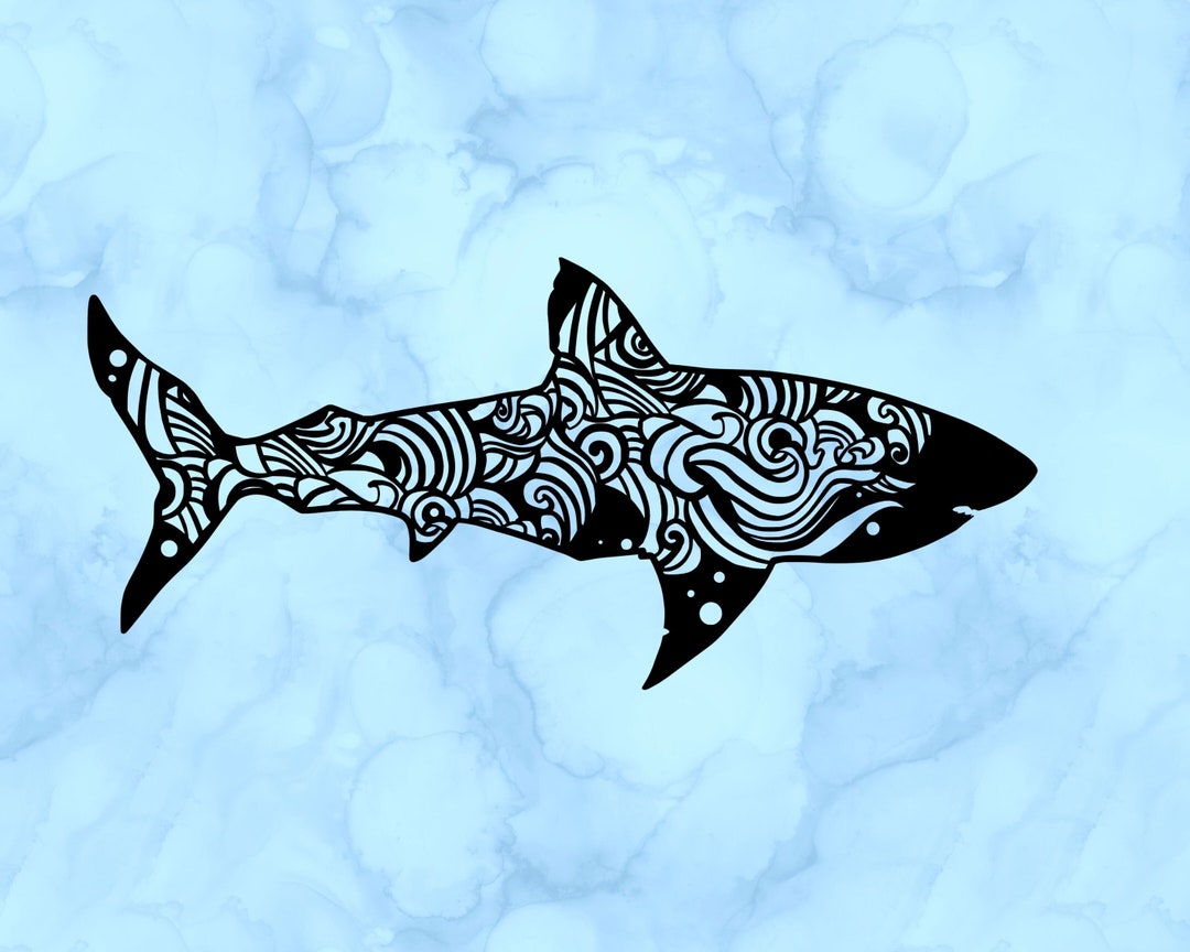 Great White Shark Zentangle Decal - Etsy