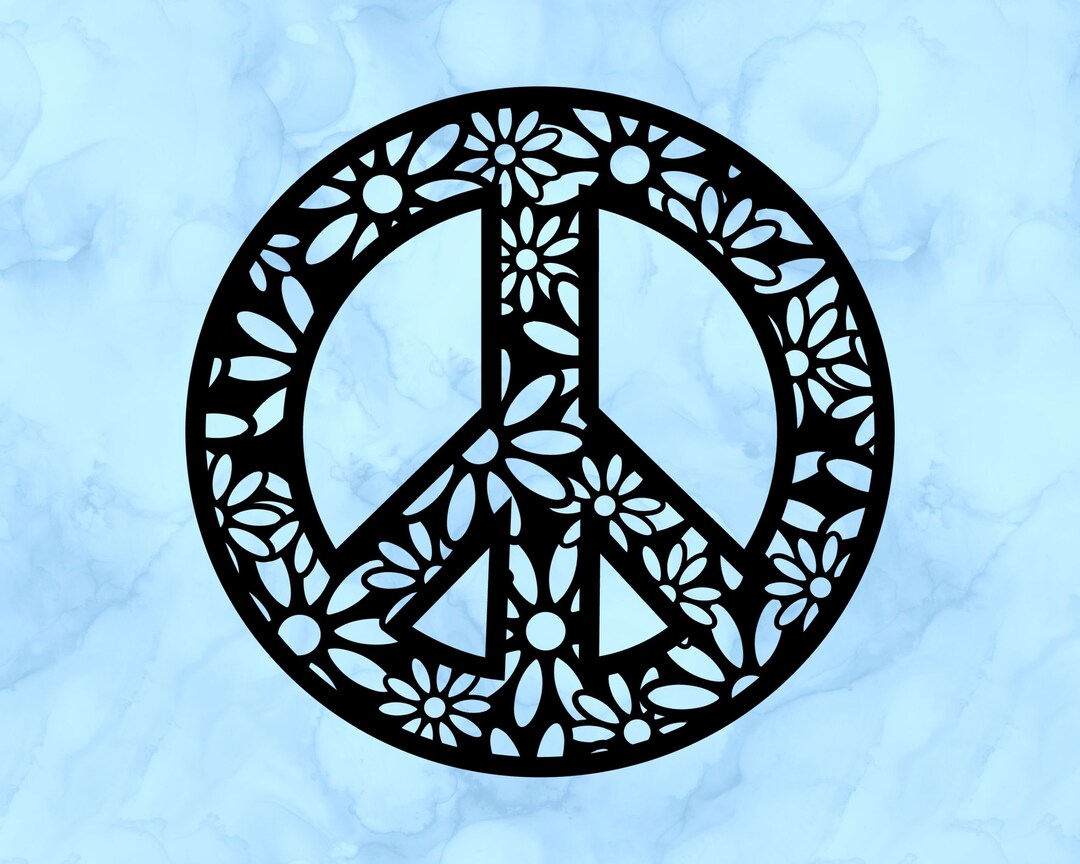 Floral Peace Sign Decal - Etsy