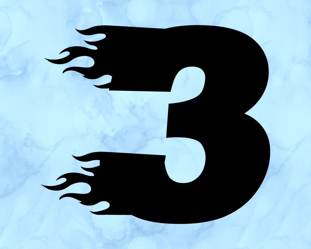 Flame Number 3 Decal - Etsy