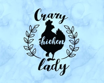 Crazy Chicken Lady Funny 4. in Sticker, Decal for Car Truck Bumper ...