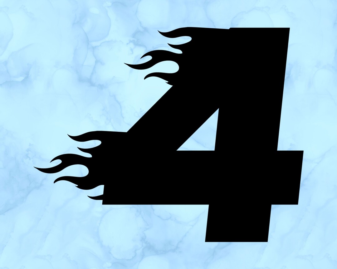 Flame Number 4 Decal - Etsy
