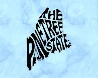 Vintage 1950's Style Maine State Map the Pine Tree State Retro Travel ...