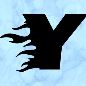 Flame Letter Y Decal - Etsy
