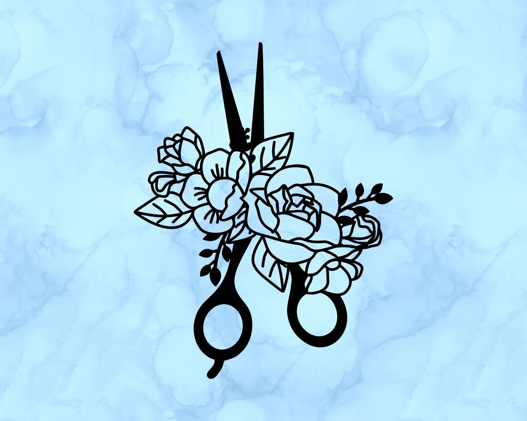 Floral Scissors Decal - Etsy