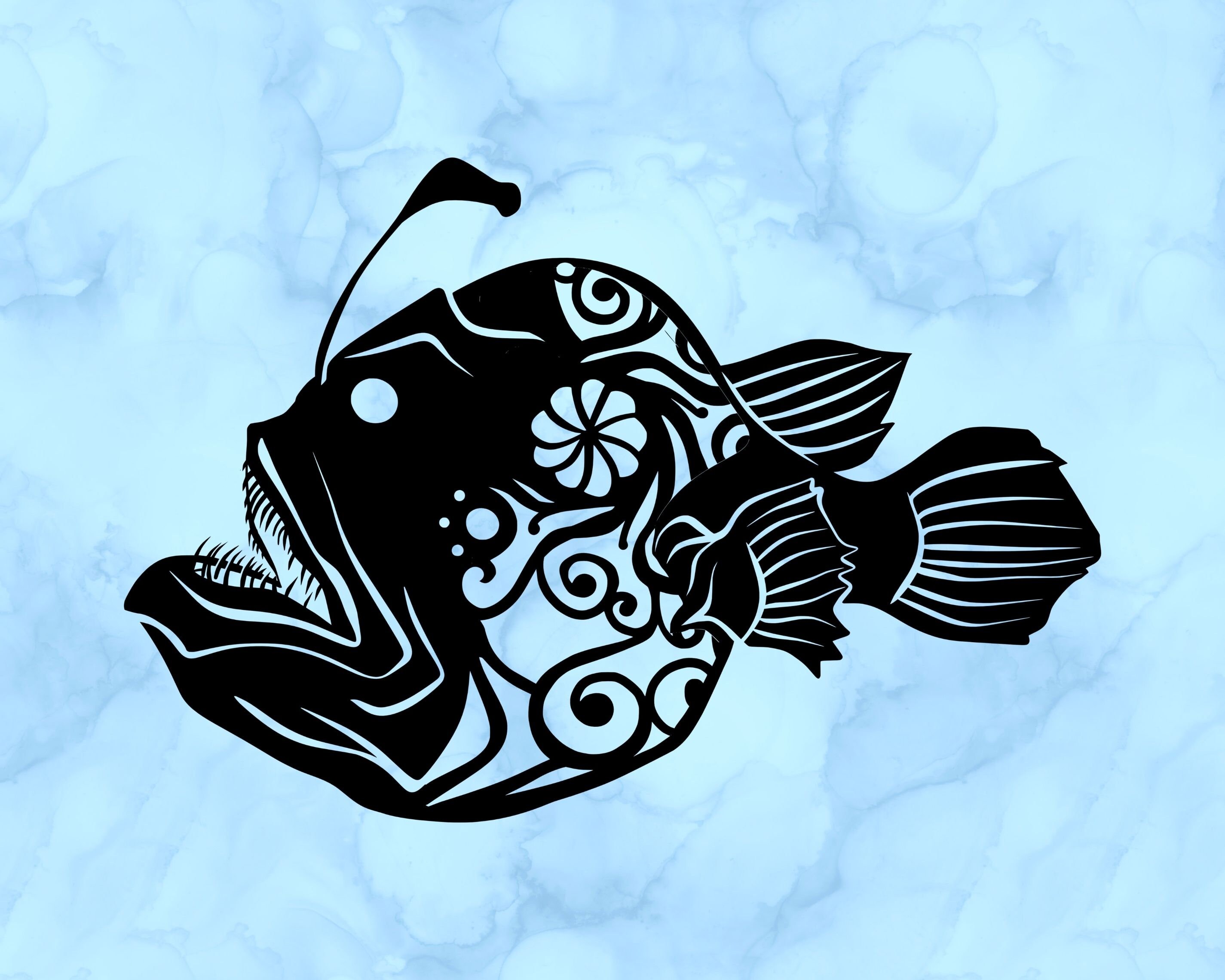 Angler Fish Zentangle Decal - Etsy