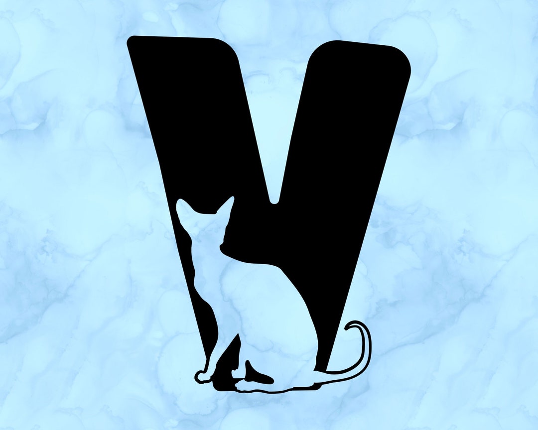 Cat Letter V Decal - Etsy