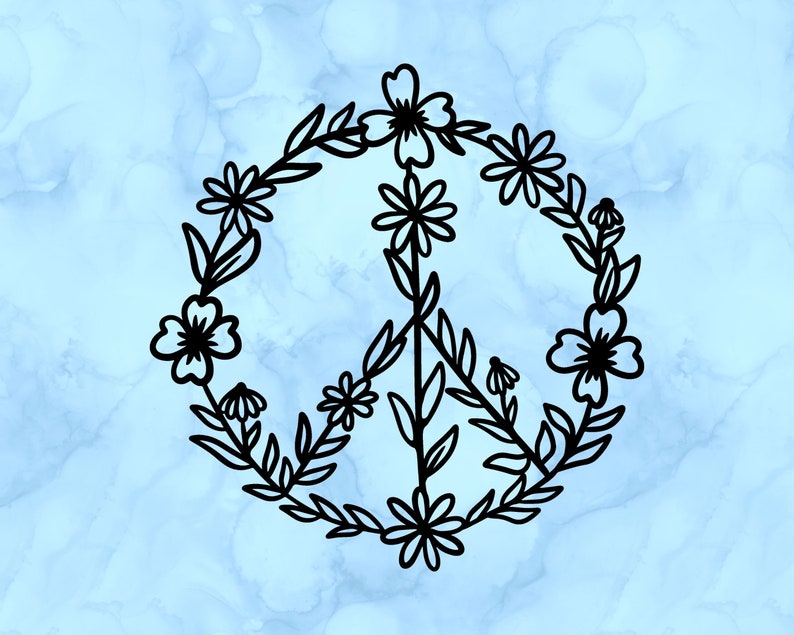 Floral Peace Sign Decal | Etsy