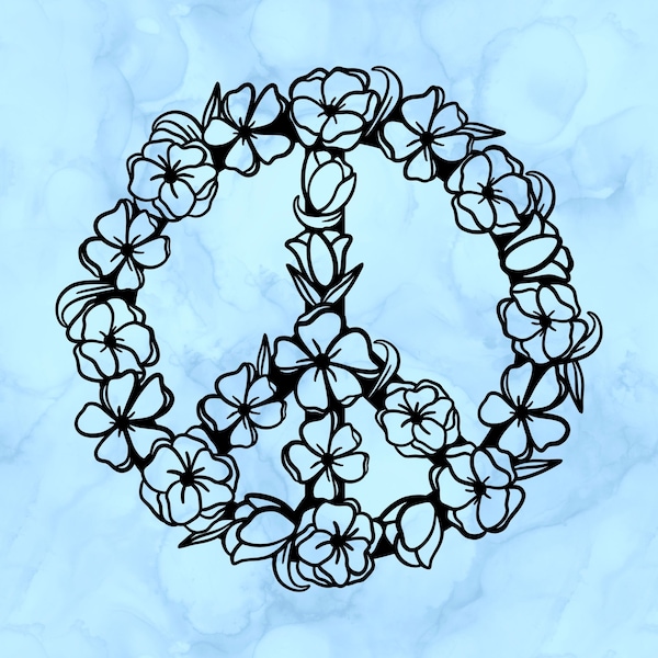 Floral Peace Sign - Etsy
