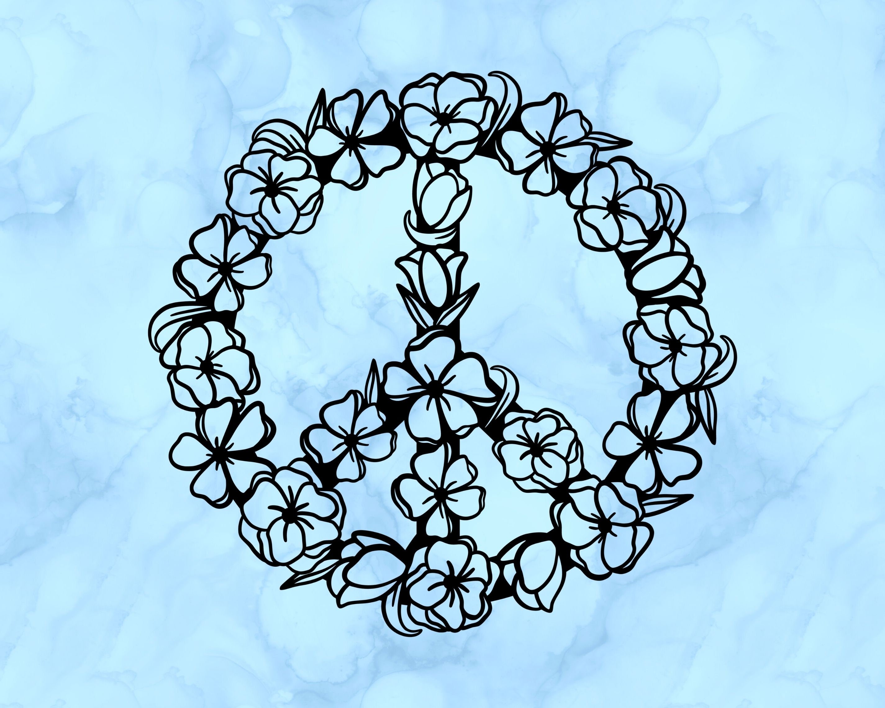 Floral Peace Sign Decal - Etsy