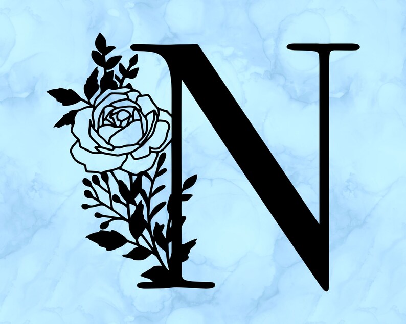 Floral Letter N Decal - Etsy