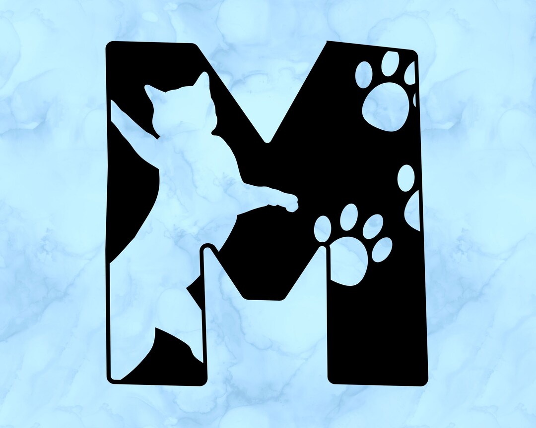 Cat Letter M Decal - Etsy