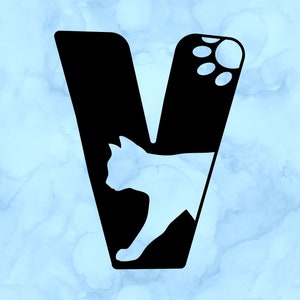 Cat Letter V Decal - Etsy