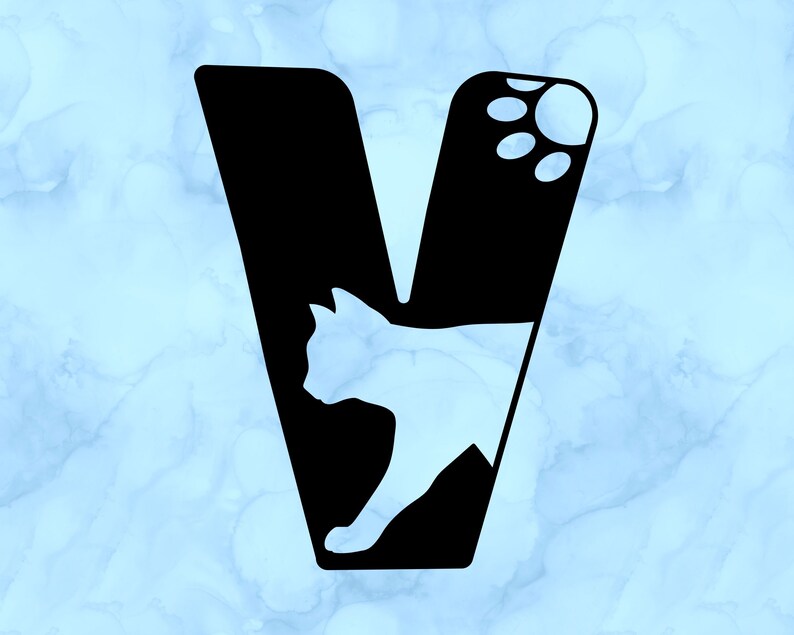 Cat Letter V Decal - Etsy