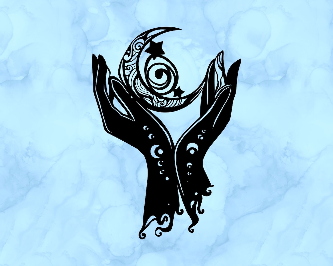 Hands and Moon Zentangle Decal - Etsy