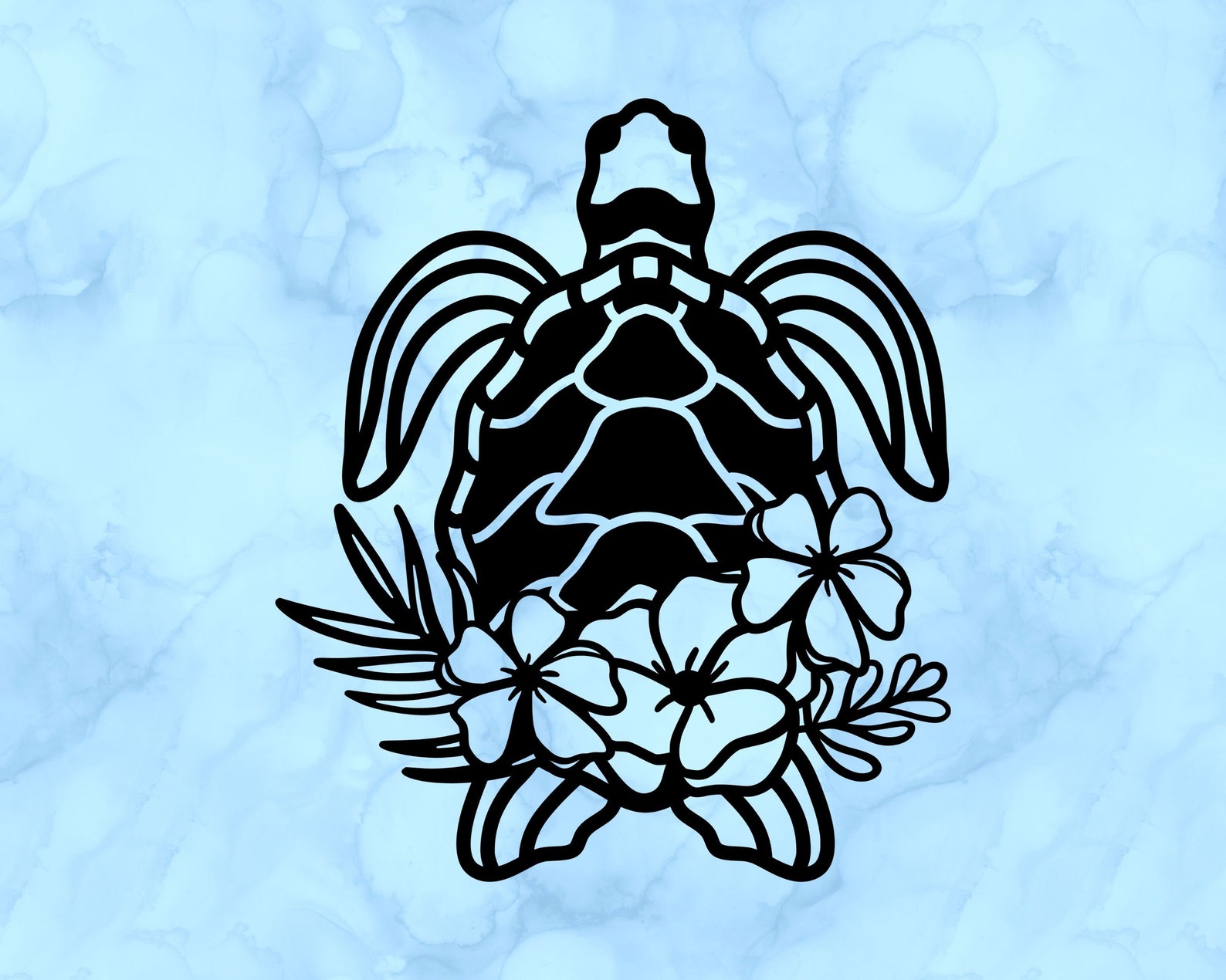 Floral Sea Turtle Decal - Etsy