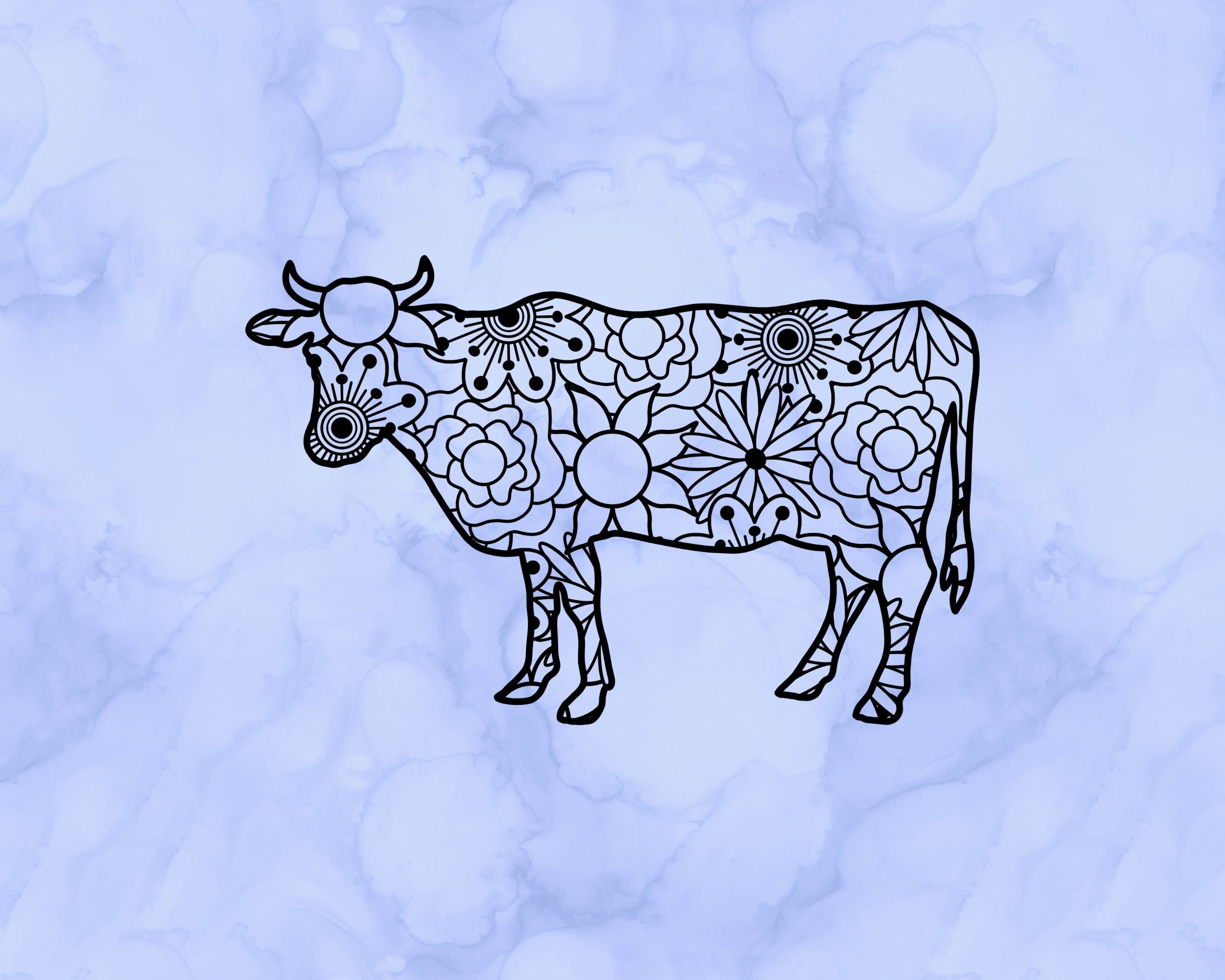 Cow zentangle decal | Etsy