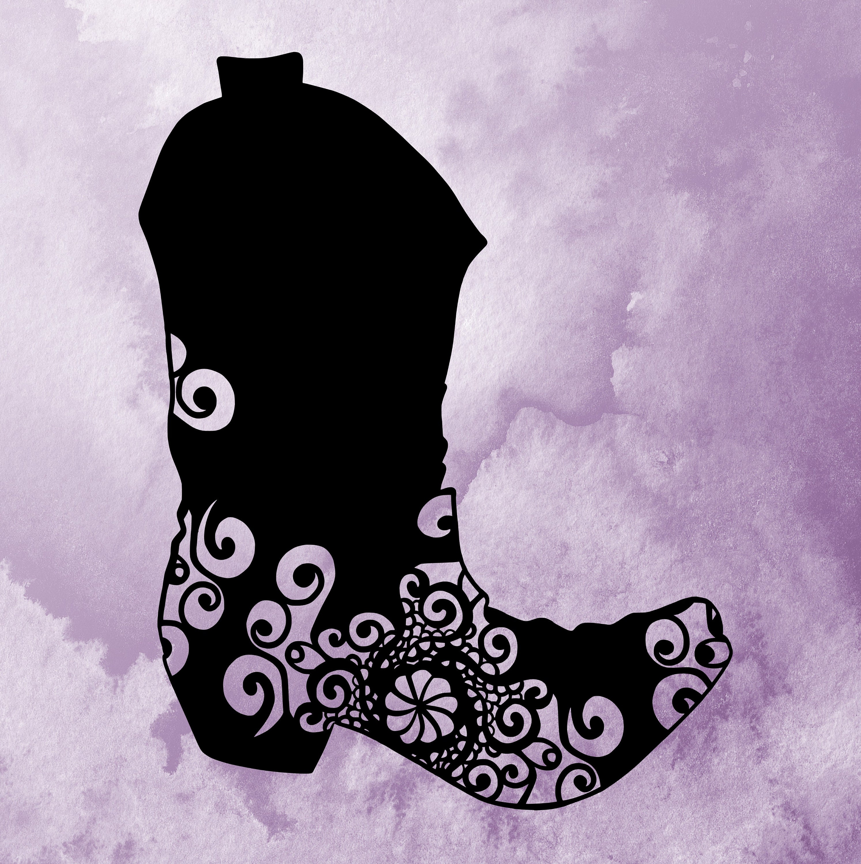 Cowboy boot zentangle decal | Etsy