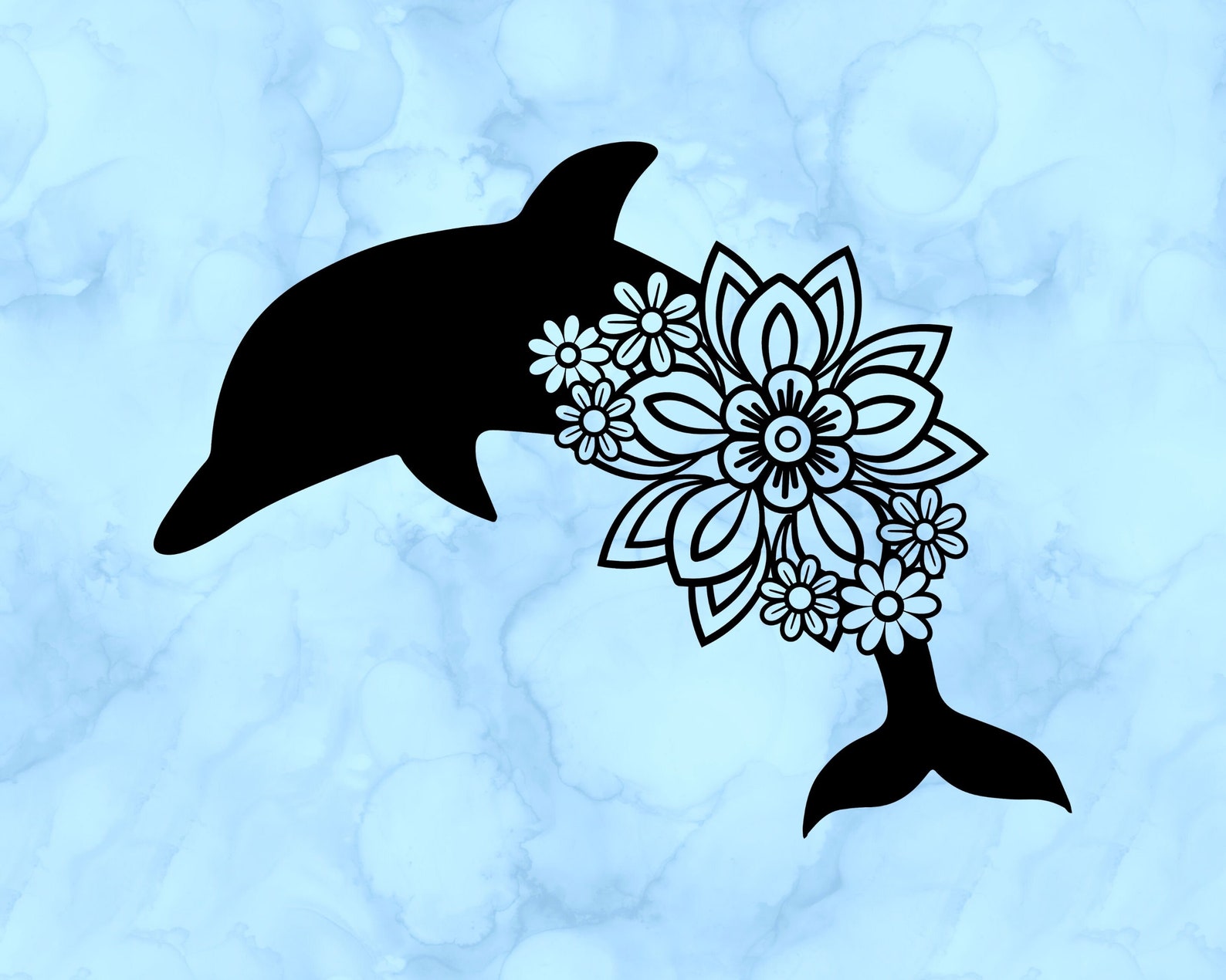 Floral Dolphin Decal - Etsy