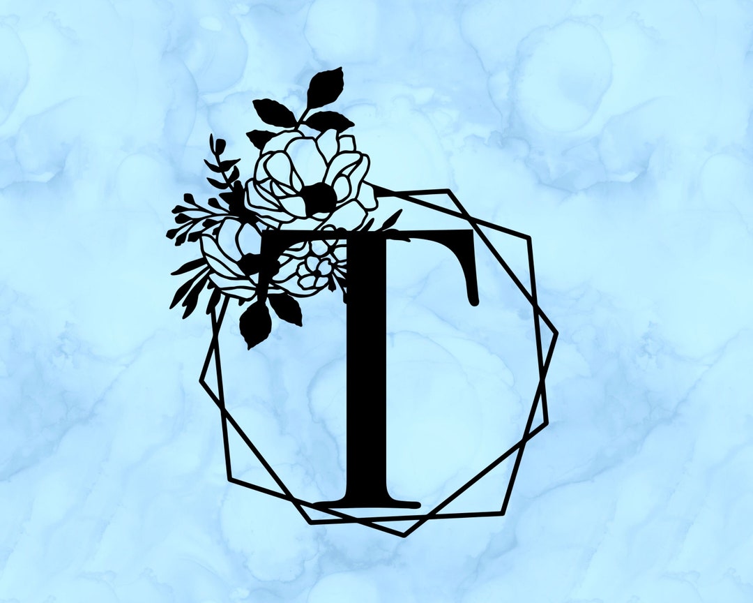 Floral Letter T Decal - Etsy
