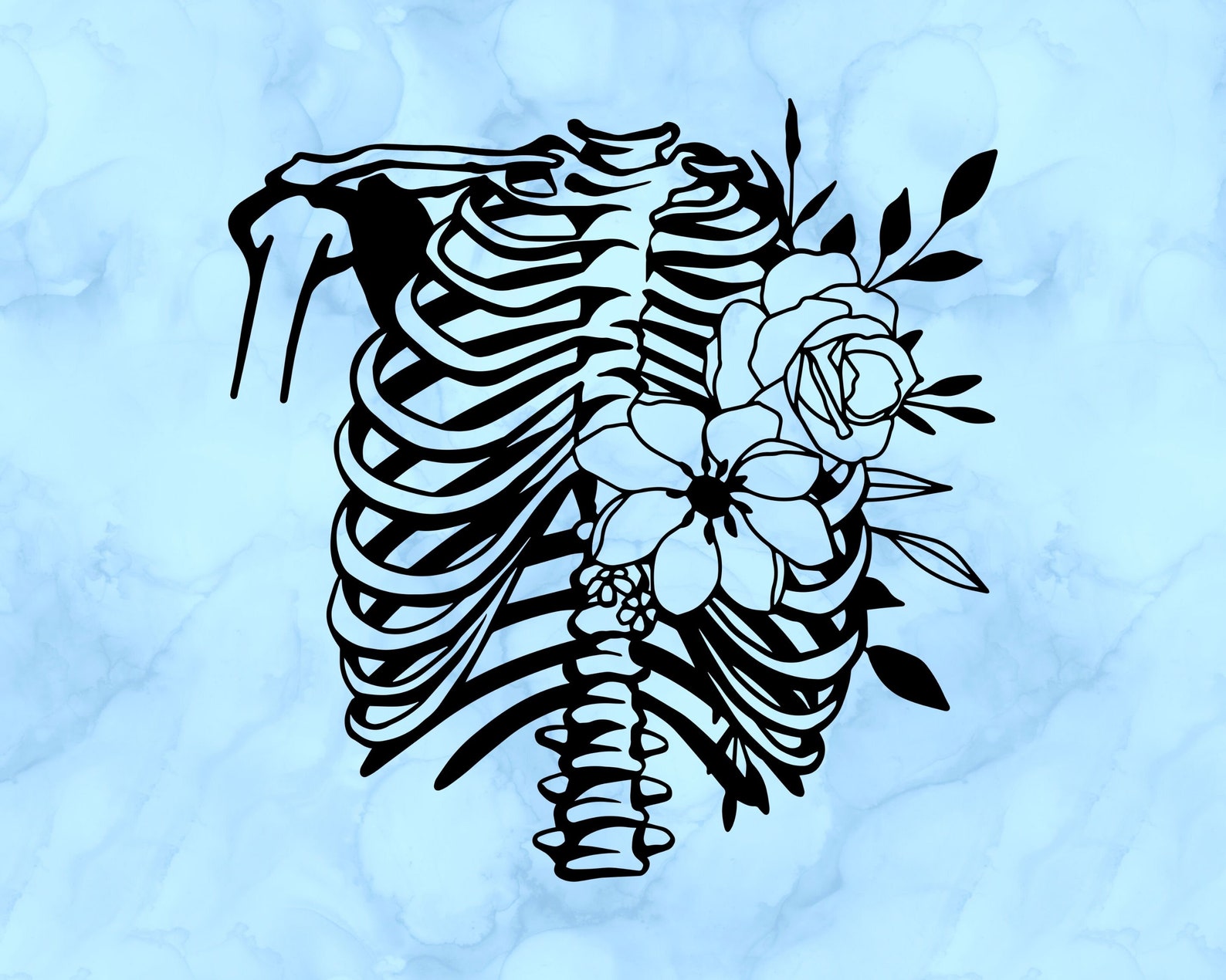 Floral Skeleton Decal - Etsy