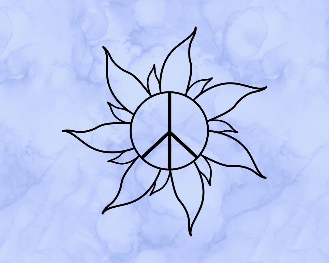 Sun with peace sign decal | Etsy