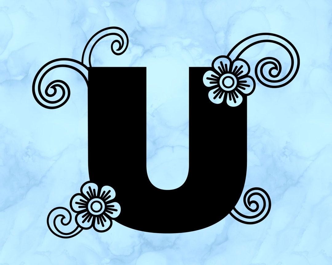 Swirl Letter U Decal - Etsy