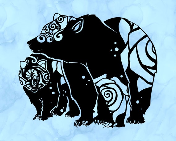 Bear Mom and Baby Zentangle Decal | Etsy