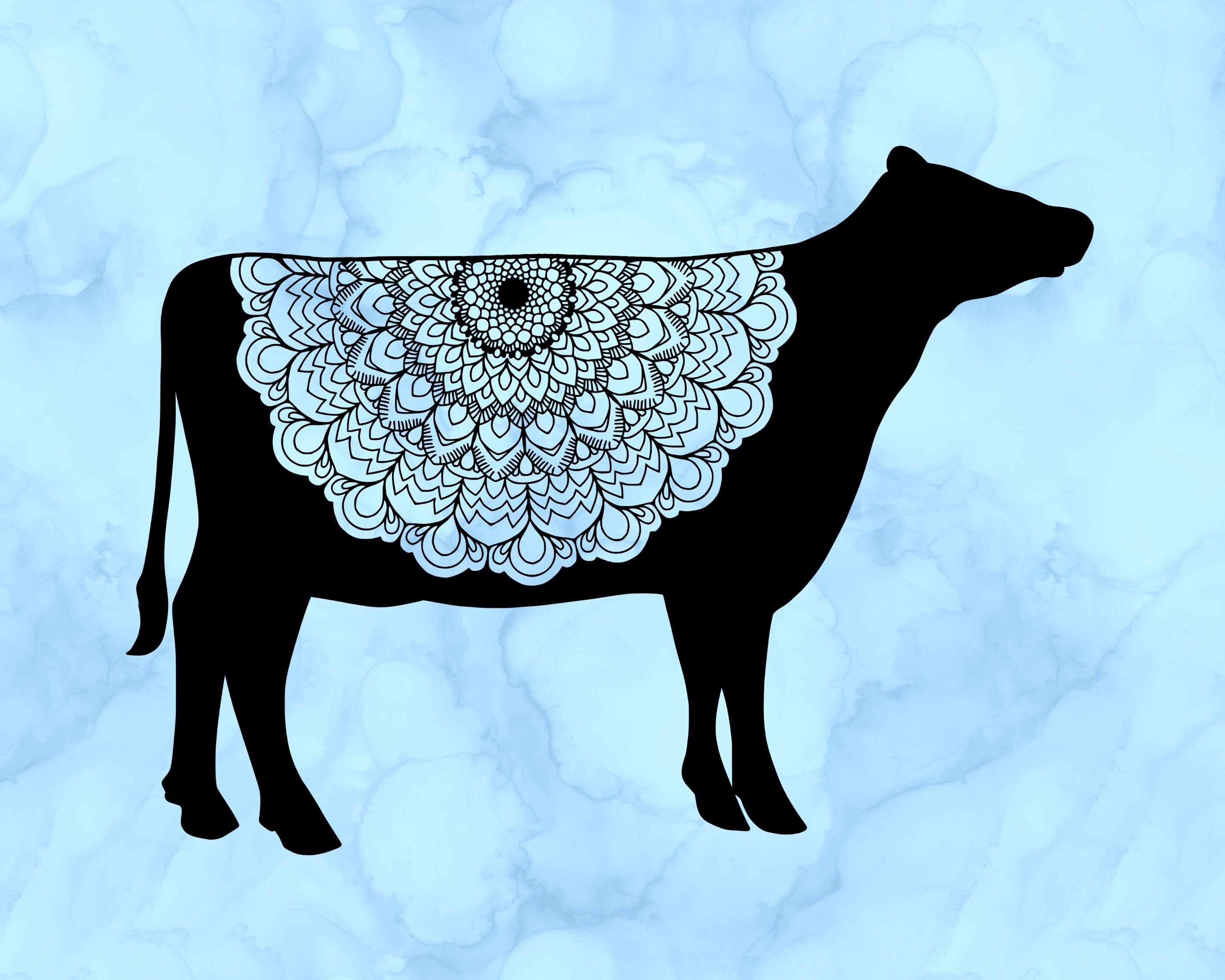 Cow zentangle decal | Etsy