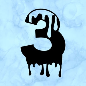 Drip Number 3 Decal - Etsy