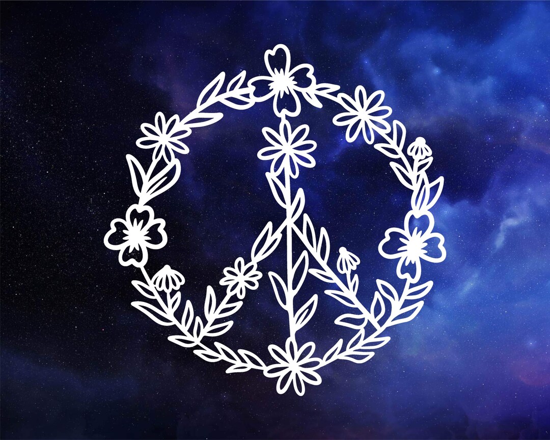 Floral Peace Sign Decal - Etsy