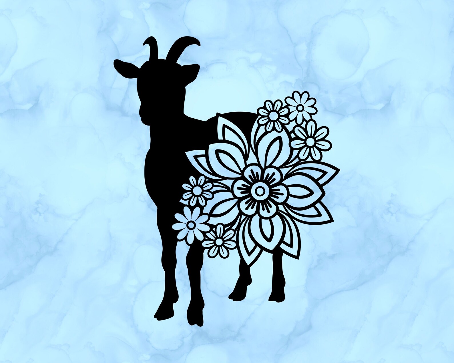 Floral Goat Decal - Etsy