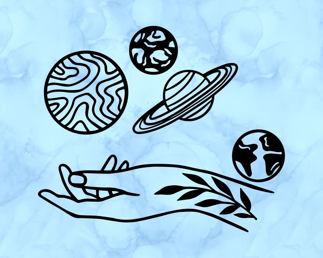 Hand and Planets Decal - Etsy
