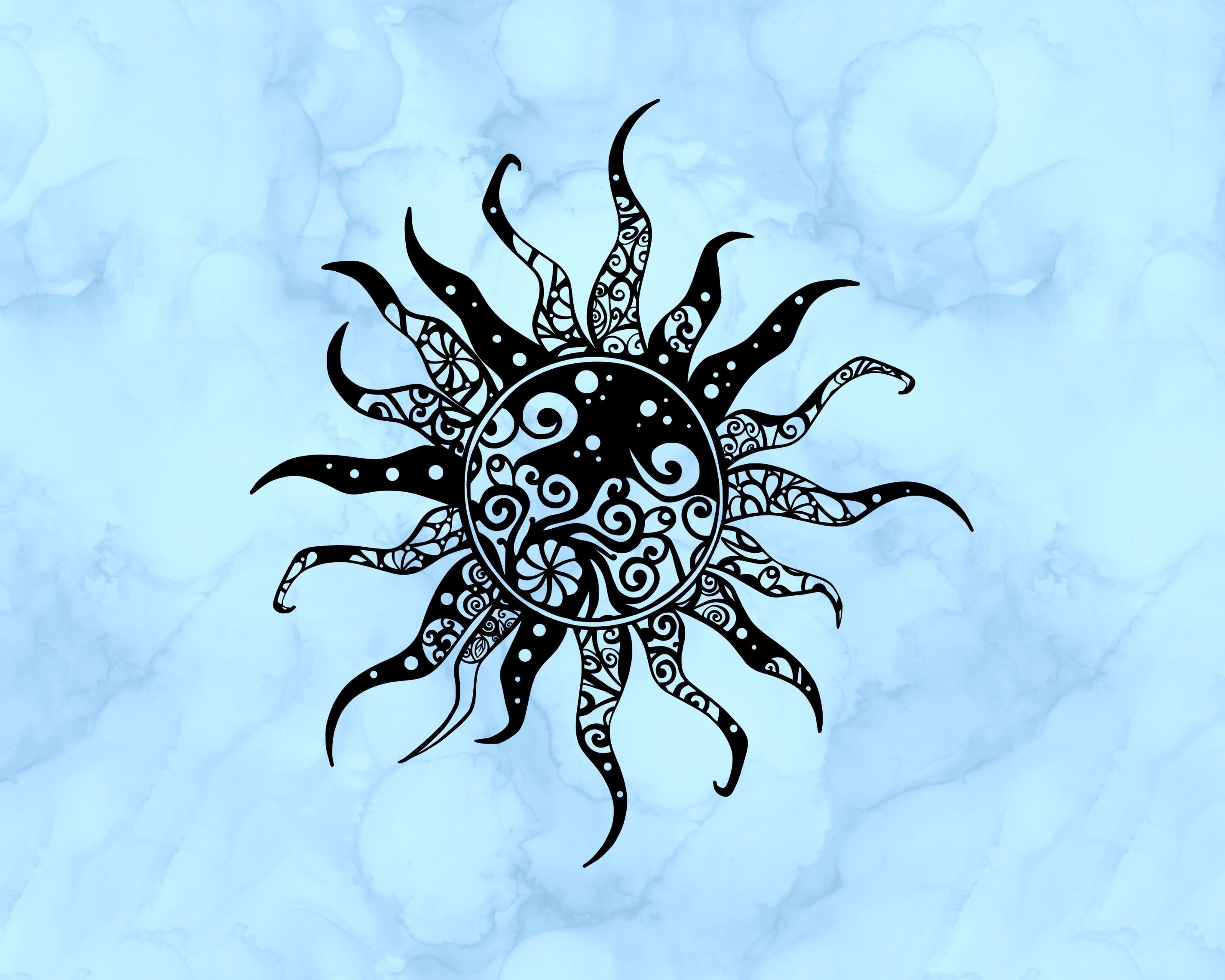 Sun zentangle decal | Etsy