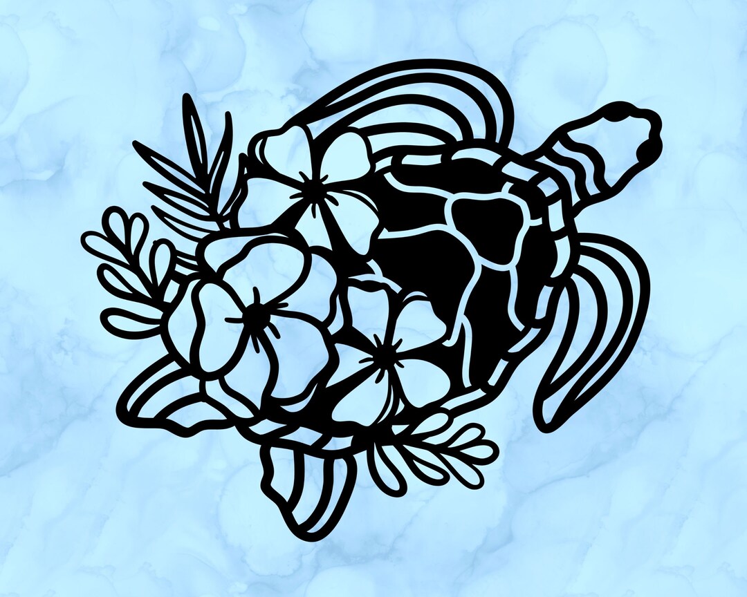 Floral Sea Turtle Decal - Etsy