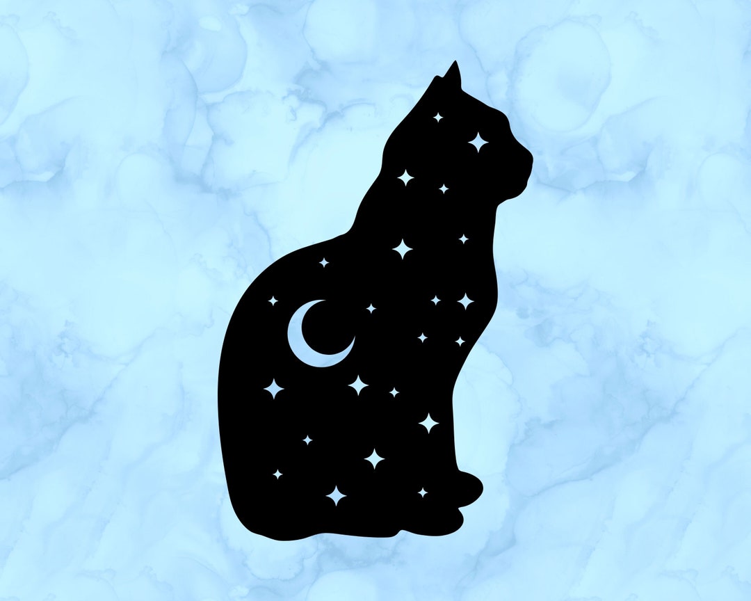 Moon and Stars Cat Decal - Etsy