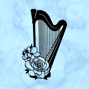 Floral Harp Decal - Etsy