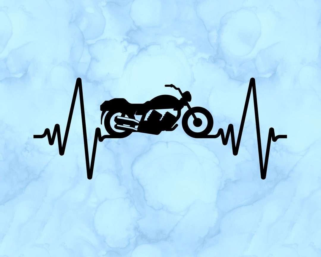 Motorcycle Heartbeat Decal - Etsy