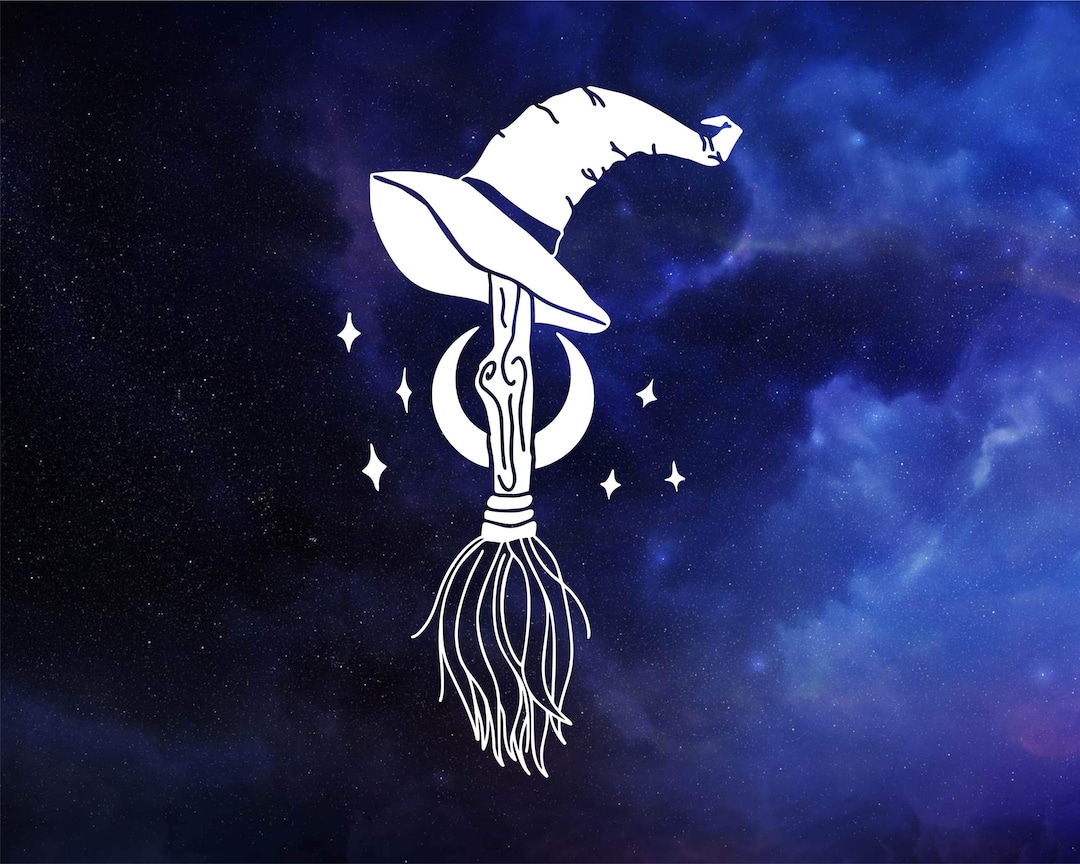 Hat, Broom, Moon Decal - Etsy