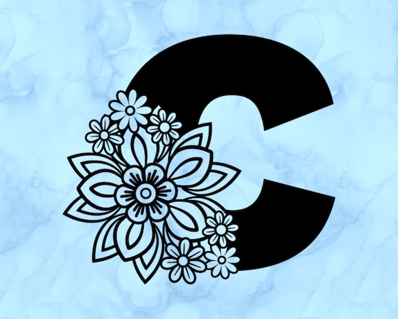 Floral Letter C Decal | Etsy