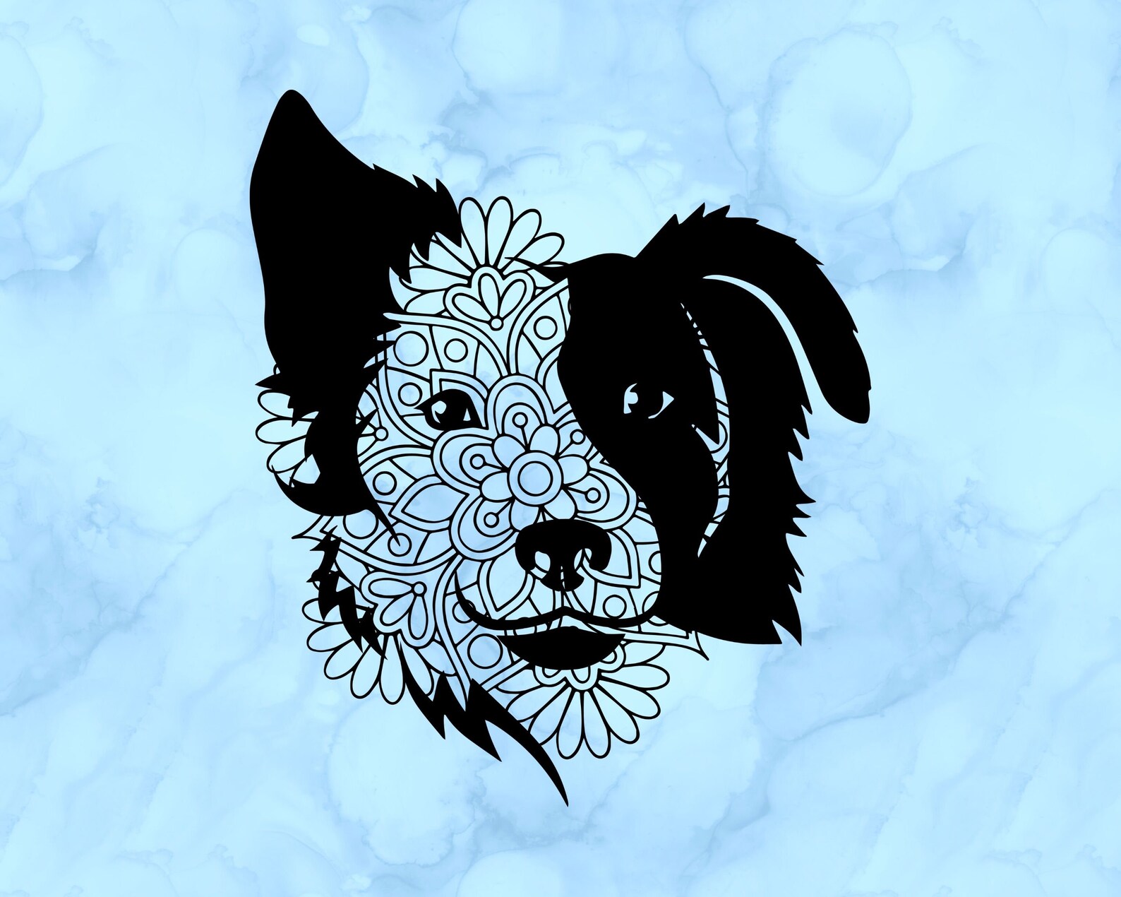 Border Collie Face Zentangle Decal | Etsy