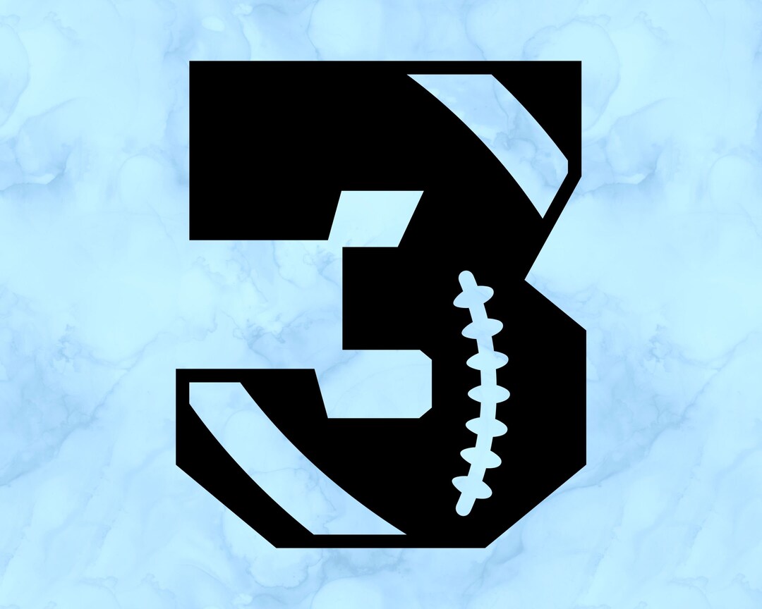 Football Number 3 Decal - Etsy