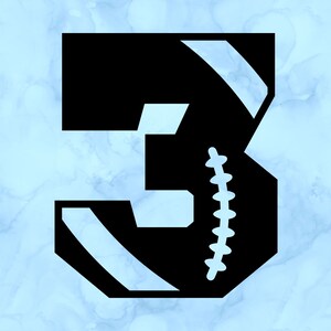 Football Number 3 Decal - Etsy