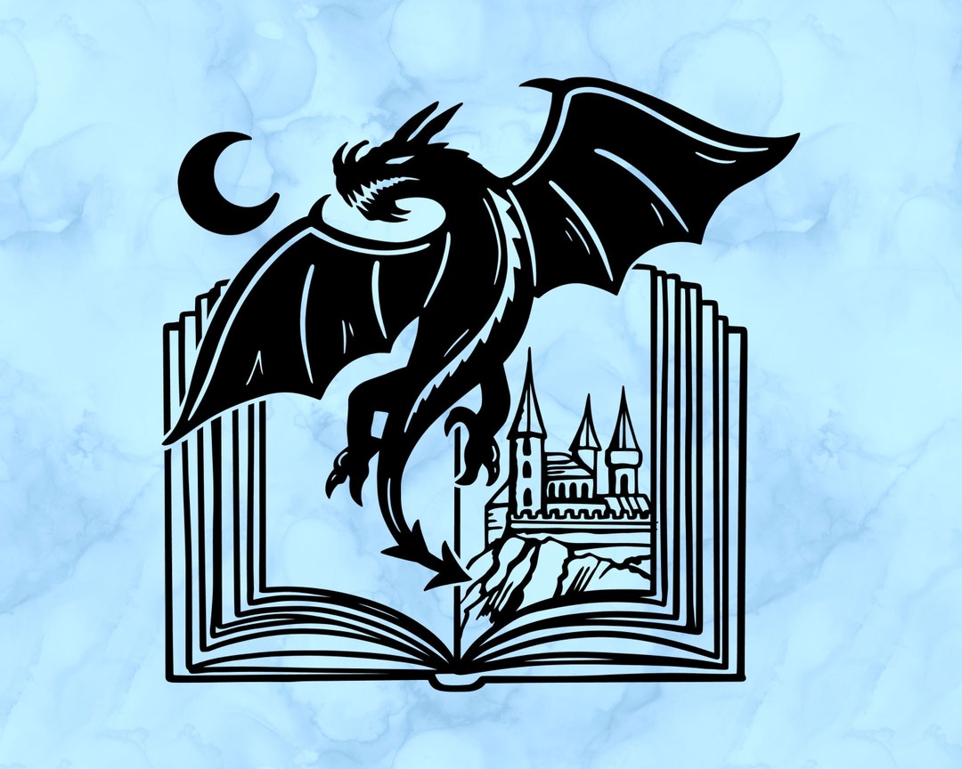 Book and Dragon Decal - Etsy