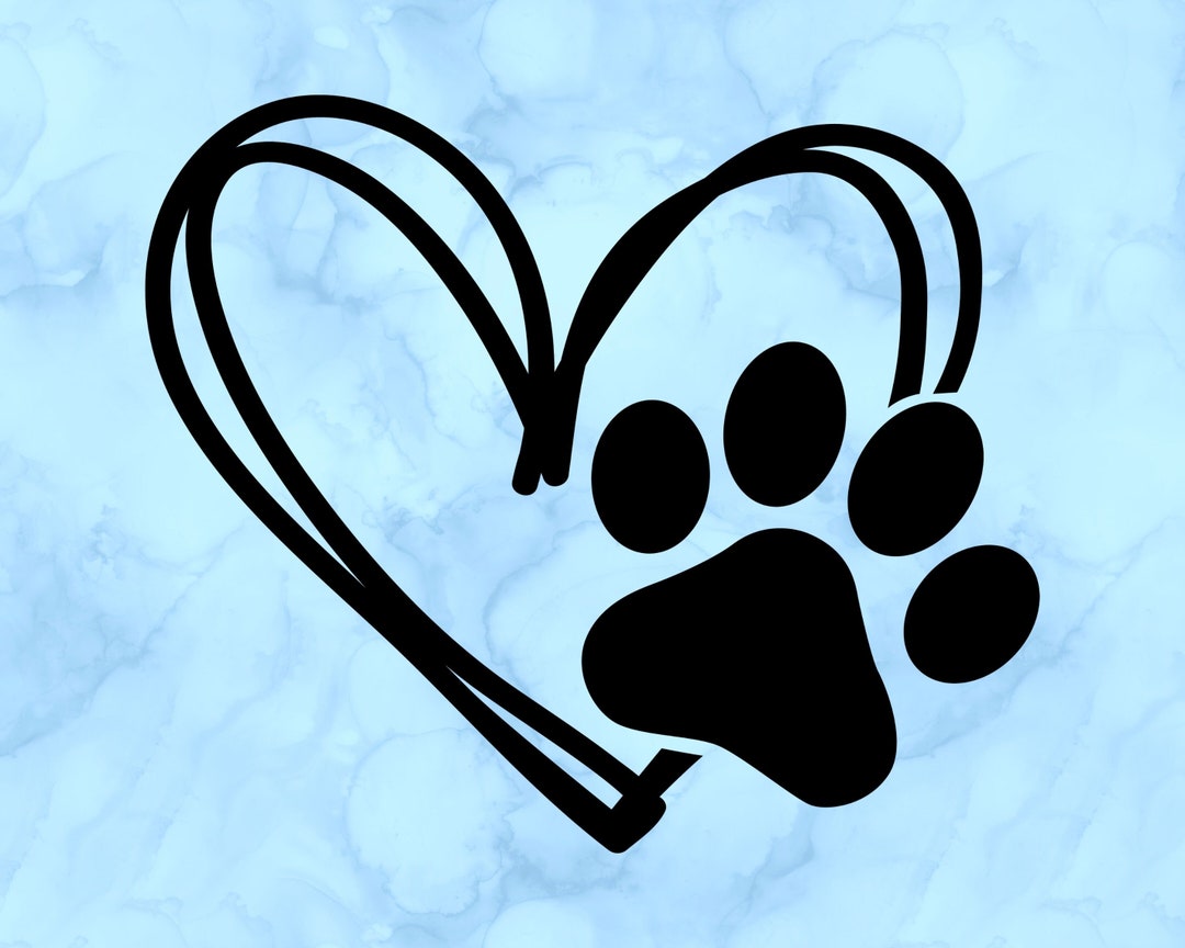 Paw Print Heart Decal - Etsy
