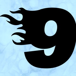 Flame Number 9 Decal - Etsy
