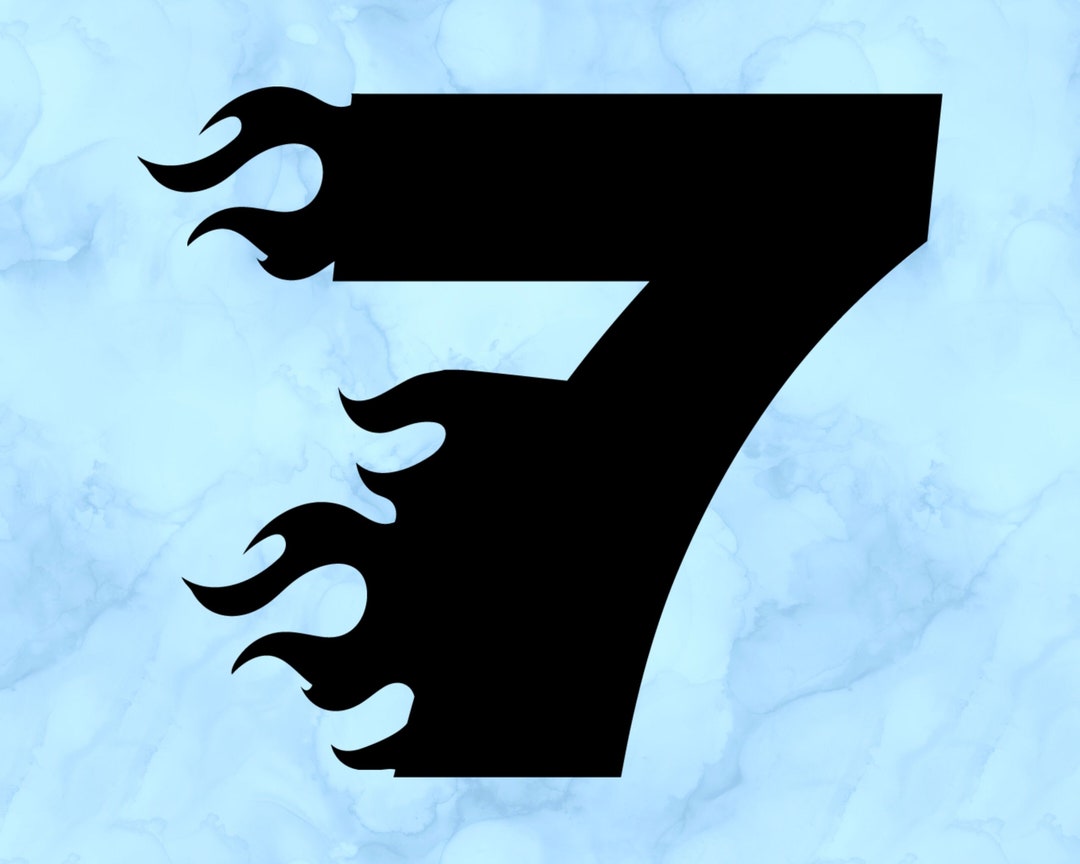 Flame Number 7 Decal - Etsy