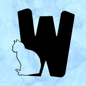 Cat Letter W Decal - Etsy