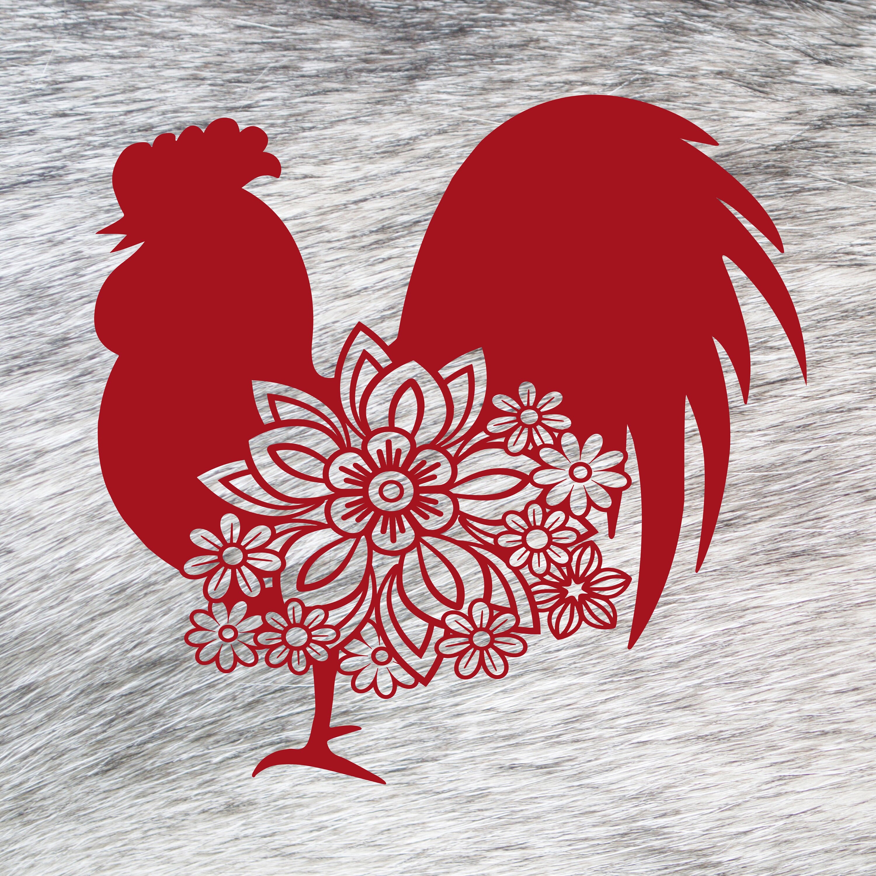 Floral rooster decal | Etsy
